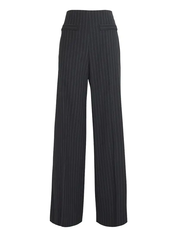 Sandro Pinstriped Wide-leg Tailored Trousers - Black