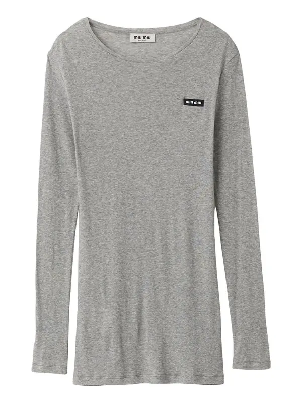 Miu Miu Ribbed Mini Dress - Grey