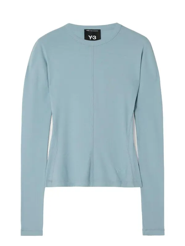 ADIDAS ORIGINALS Y-3 Paneled Organic Cotton-jersey Long-sleeve T-shirt - Blue