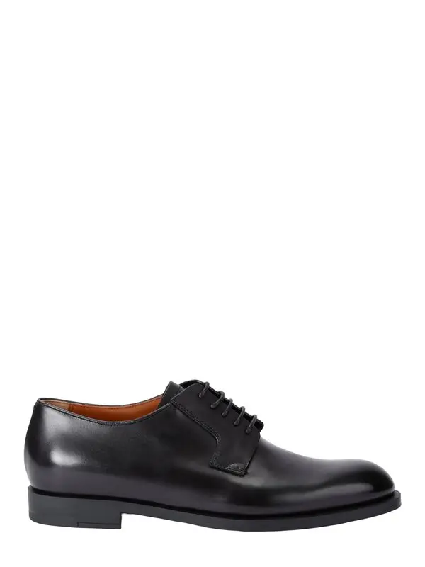 Zegna Leather Classic Flex Derby Shoes - Black