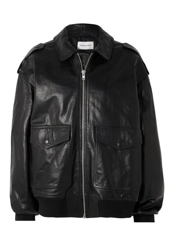 THE FRANKIE SHOP Viper Oversized Leather Jacket - Black