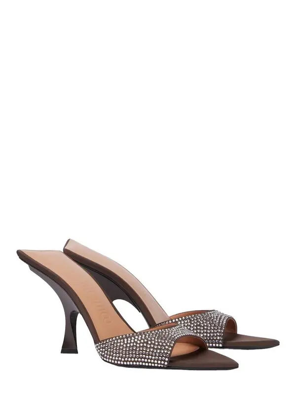 Attico Ester 95 Embellished Satin Mules Dark - Brown