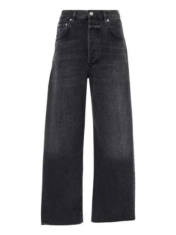 Citizens Of Humanity Ayla Cropped Wide-leg Jeans In Bronson - Black
