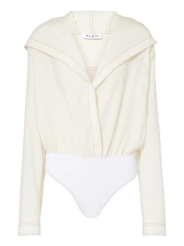 Alaïa Hooded Wool-blend Bodysuit - White