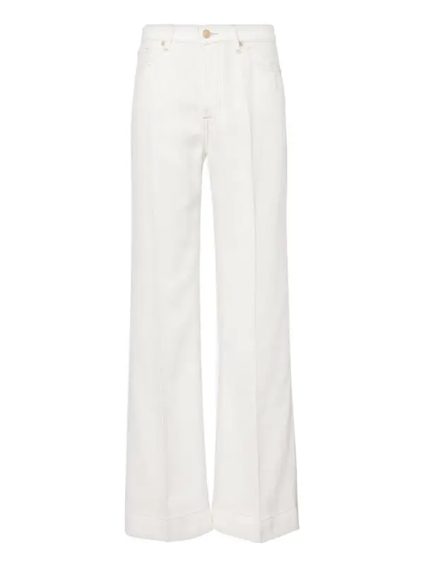 7 For All Mankind Mid-rise Wide-leg Jeans - White