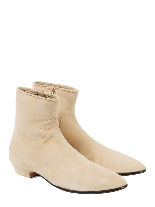 THE ROW Awar 25 Suede Ankle Boots - Beige