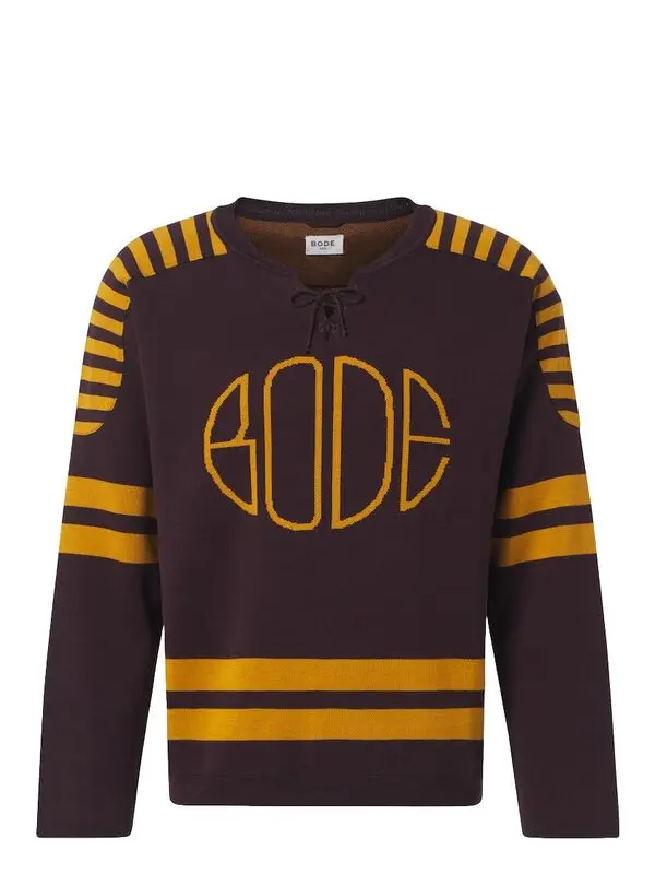 BODE Rink Cotton Jacquard Sweater - Brown
