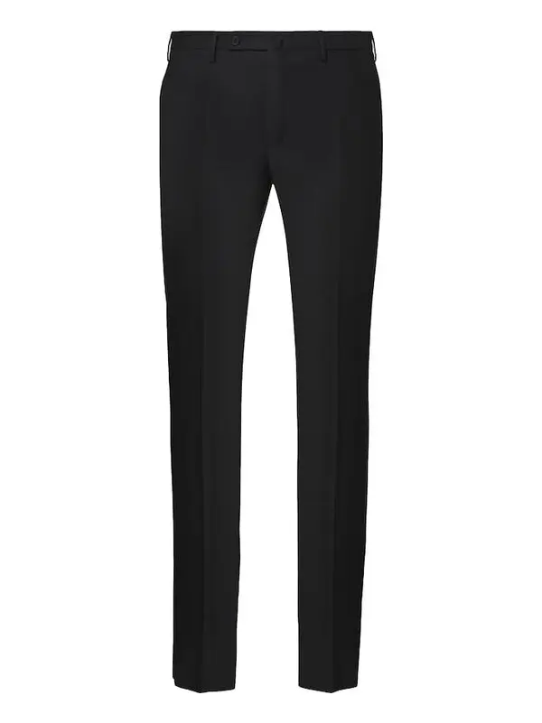 SLOWEAR Wool Straight Leg Trousers - Black