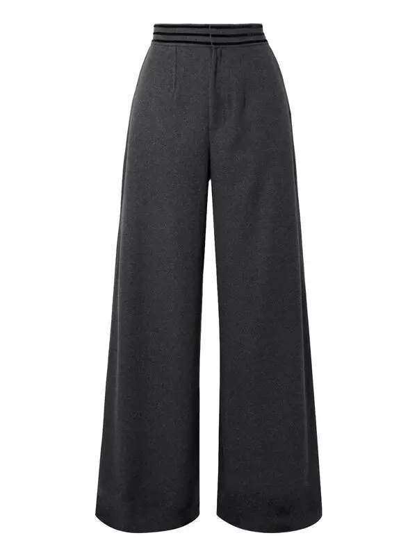 DESTREE Woven Wide-leg Wool Blend Trousers - Gray