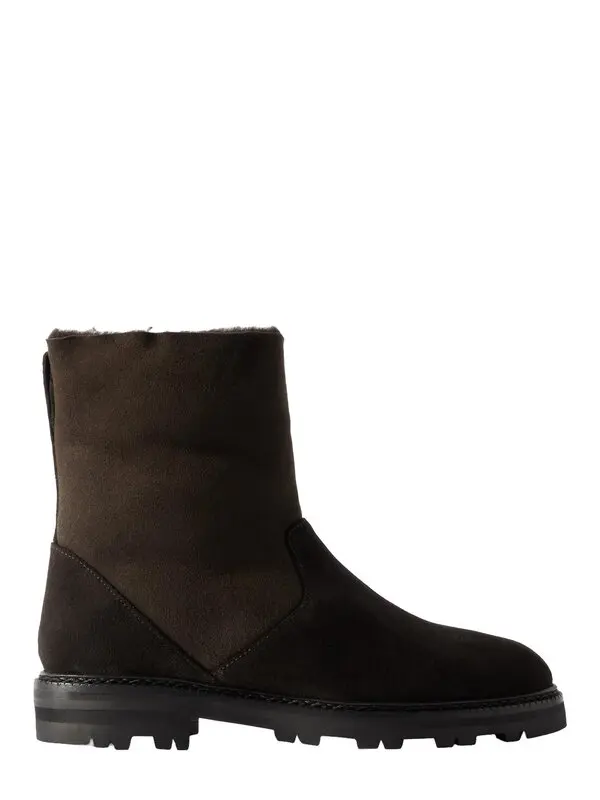 Manolo Blahnik Tomosa Shearling-lined Suede Ankle Boots - Brown