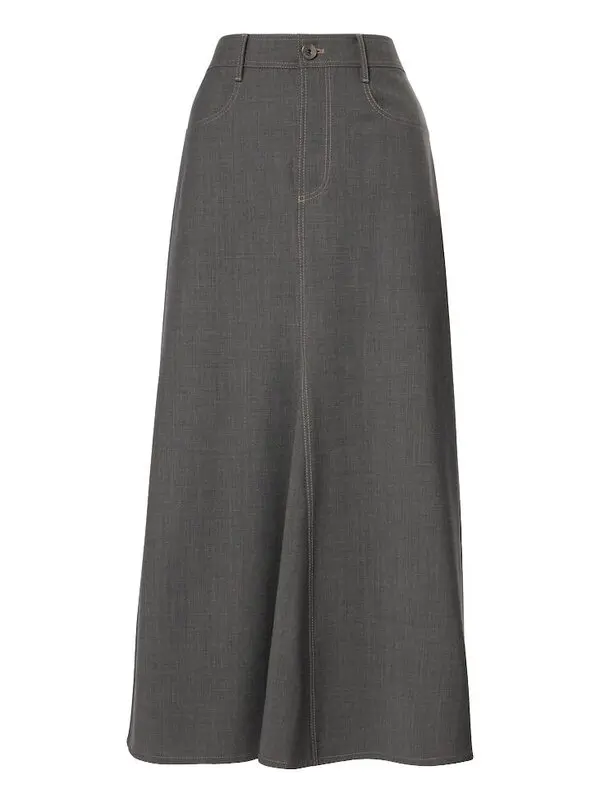 Brunello Cucinelli Wool-blend Midi Skirt In Dark - Grey