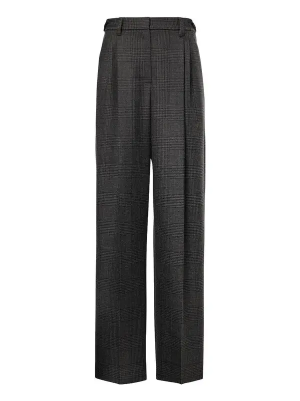 Brunello Cucinelli High-rise Wool Wide-leg Trousers - Grey