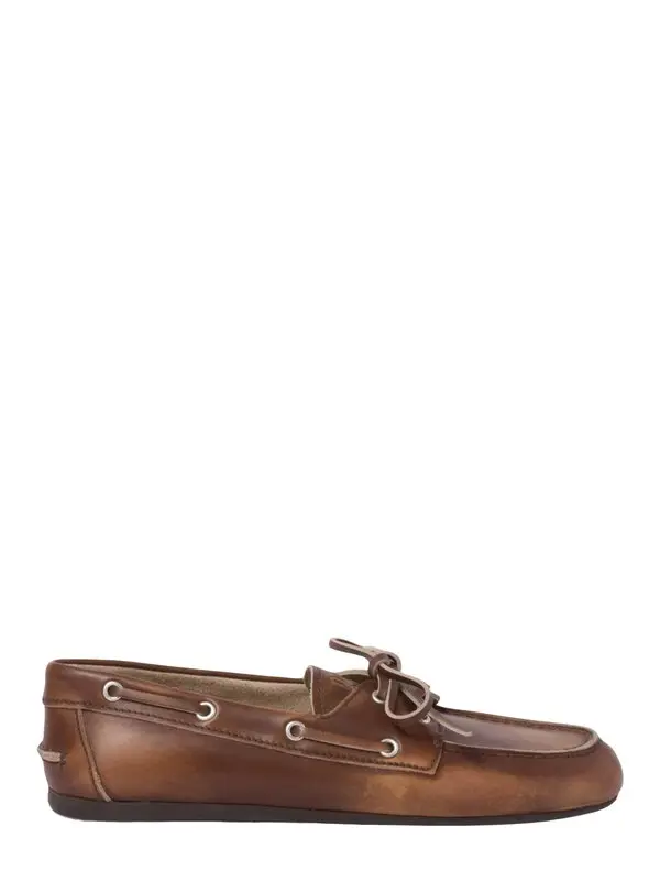 Miu Miu Bleached Leather Loafers - Brown