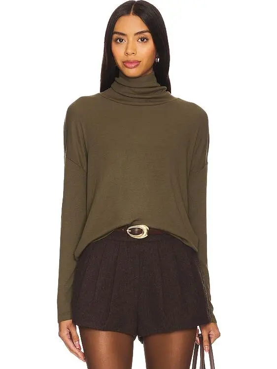 BOBI Long Sleeve Turtleneck Top - Olive