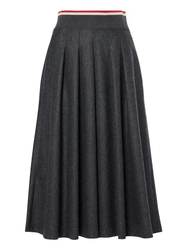 Brunello Cucinelli Virgin Wool Midi Skirt - Grey