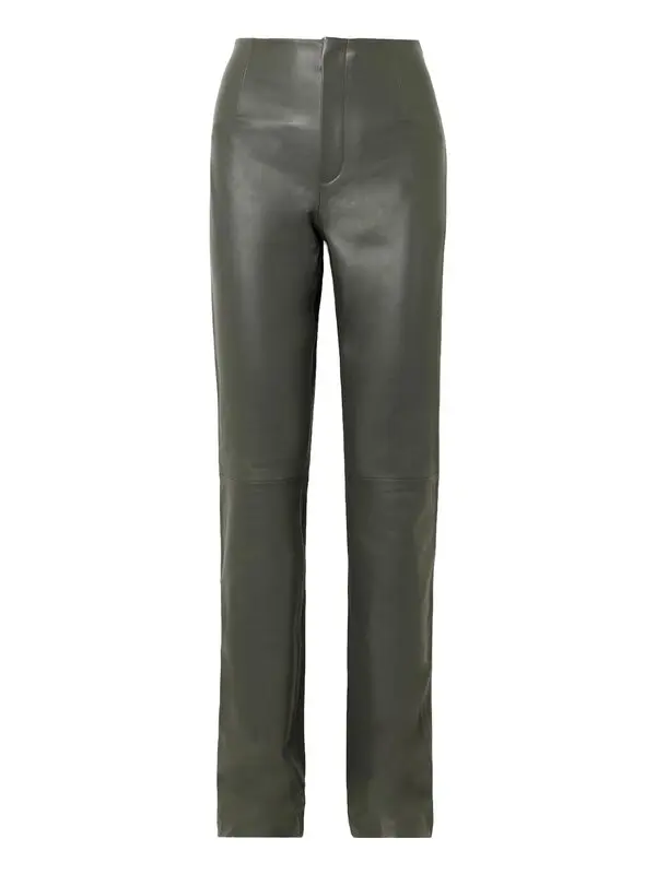 THE FRANKIE SHOP Ziggy Darted Leather Straight-leg Pants - Gray