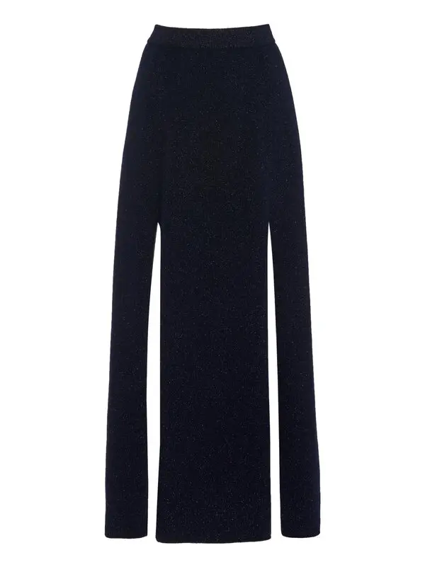 LISA YANG Cashmere Maxi Skirt With Front Slits - Blue