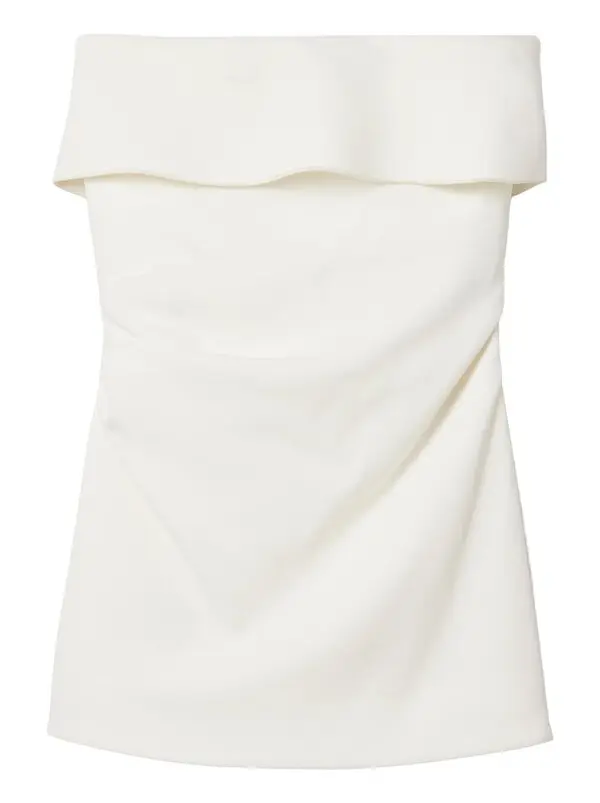 Proenza Schouler Felicity Strapless Layered Ruched Crepe Top - Neutrals