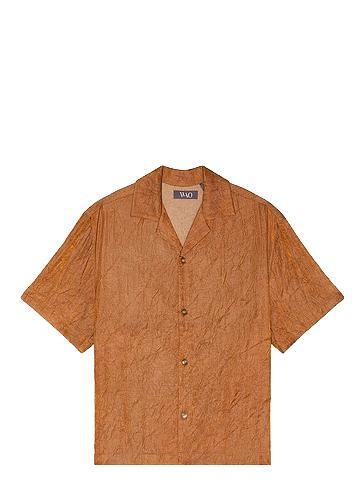 WAO Crinkled Short Sleeve Shirt - Brown