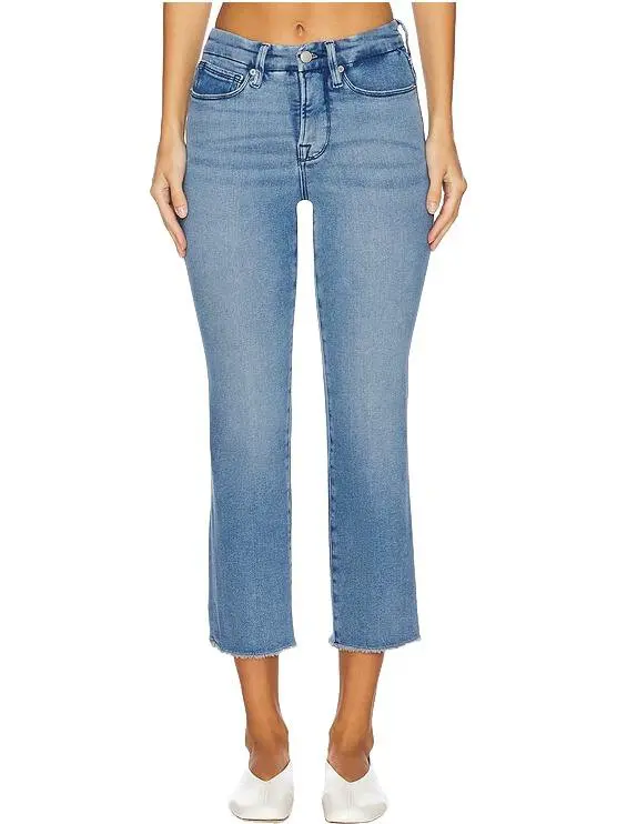 Good American Petite Straight Split Pockets Jeans - Denim-medium
