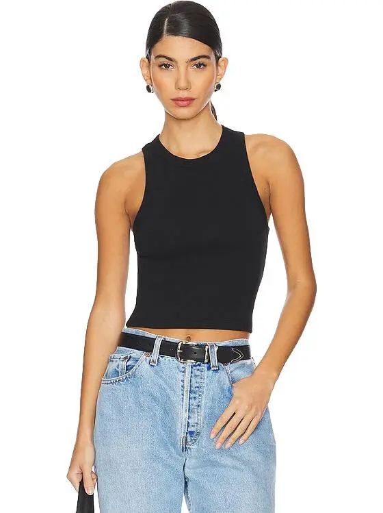 Sold Out NYC Cropped Ribbed Tank - Black