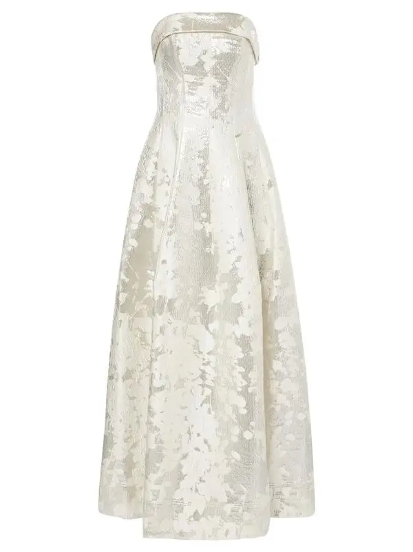 Simkhai Octavia Lame Jacquard Corset Gown - Silver