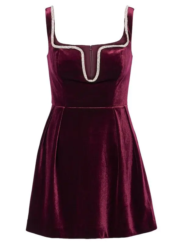 SELF-PORTRAIT Velvet Mini Dress - Red