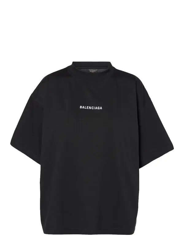 Balenciaga Printed Cotton Jersey T-shirt - Black