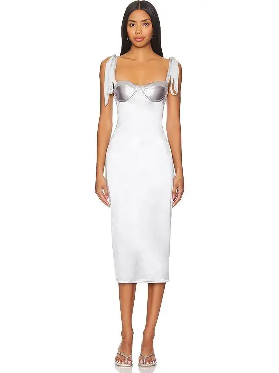 Free People X Intimately Fp Casino Got Glam Midi Dress - Metallic Silver
