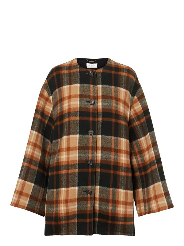 Chloé Checked Wool And Silk Coat - Multicoloured