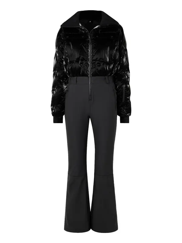 Perfect Moment Helen Embroidered Quilted Down Ski Suit - Black