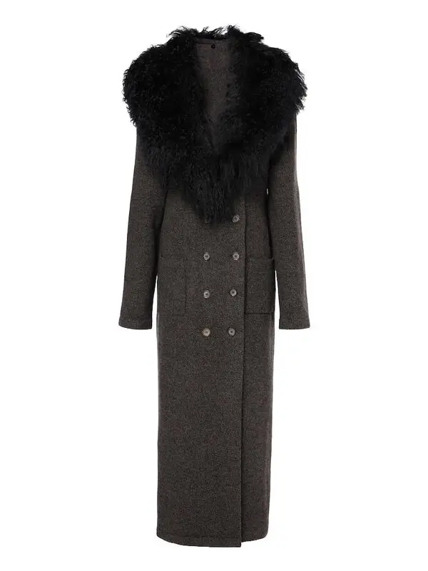 Magda Butrym Shearling-trimmed Cashmere Coat - Brown