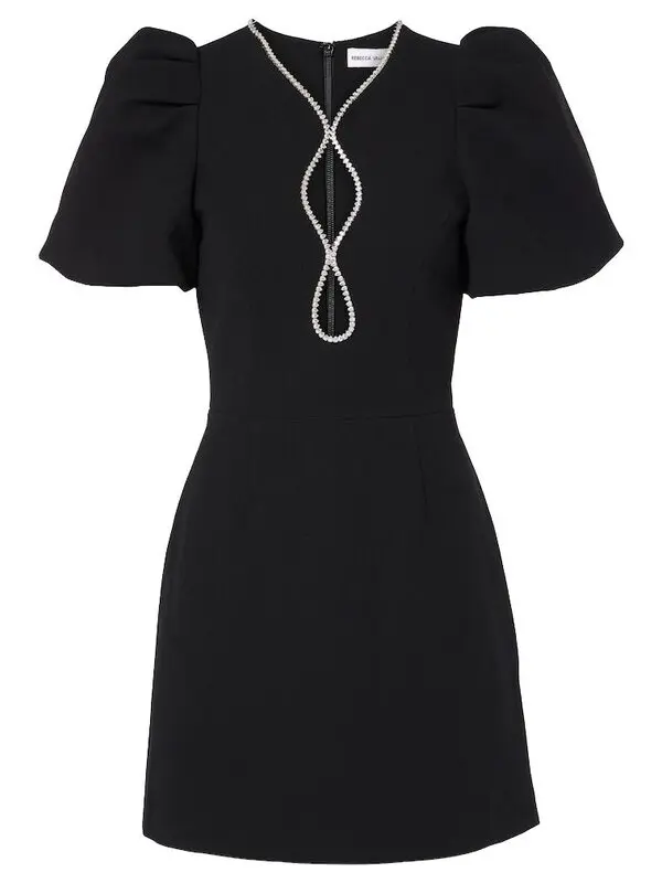 Rebecca Vallance Estella Embellished Crepe Minidress - Black