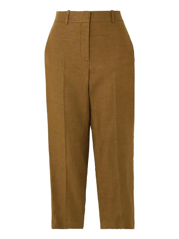 Loro Piana Cropped Linen And Wool-blend Tapered Pants - Brown