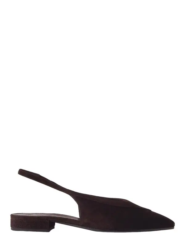Loro Piana Rebecca Layered Suede Slingback Flats - Brown