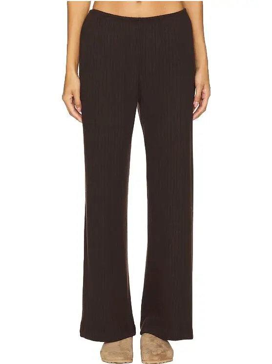Donni. Sweater Rib Simple Pant - Brown