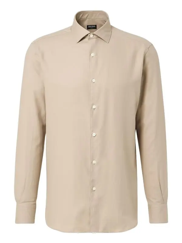 Zegna Cotton And Cashmere Shirt - Beige