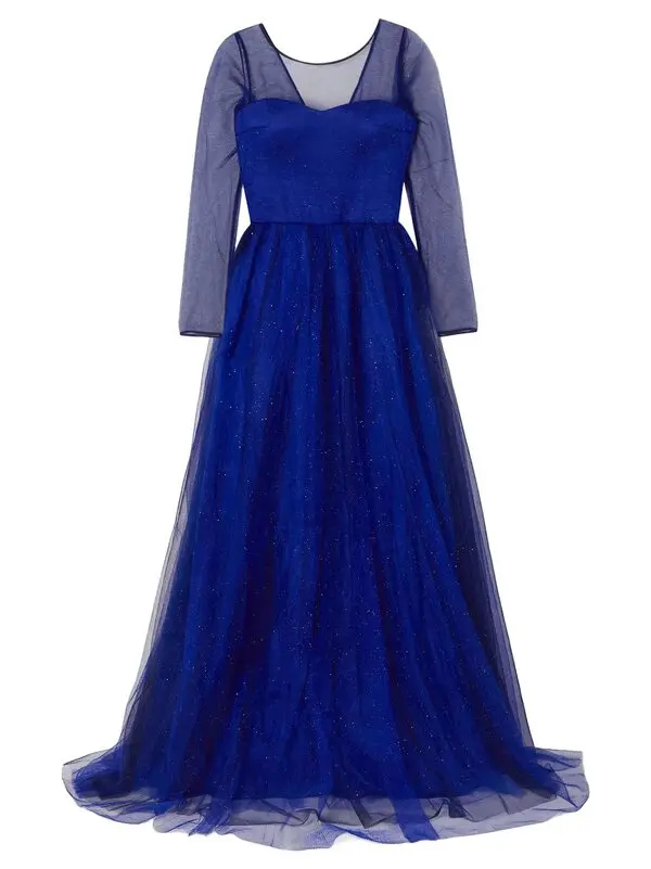 RASARIO Glittered Tulle Gown - Blue