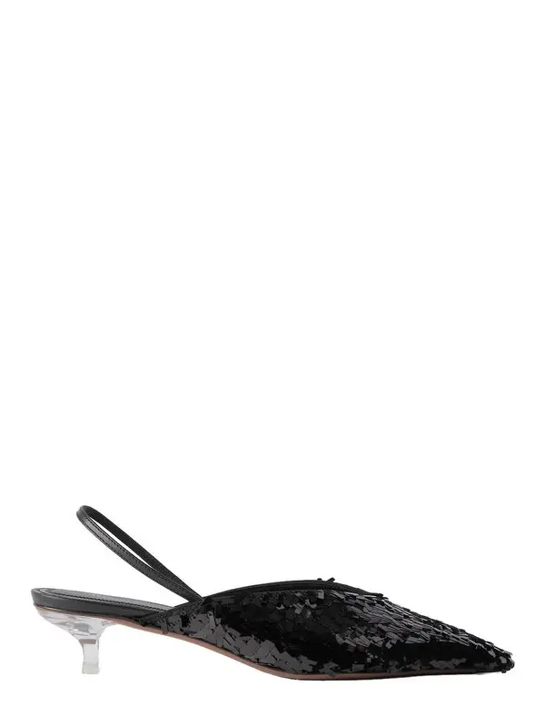 NEOUS Irena Sequined Leather Slingback Pumps - Black