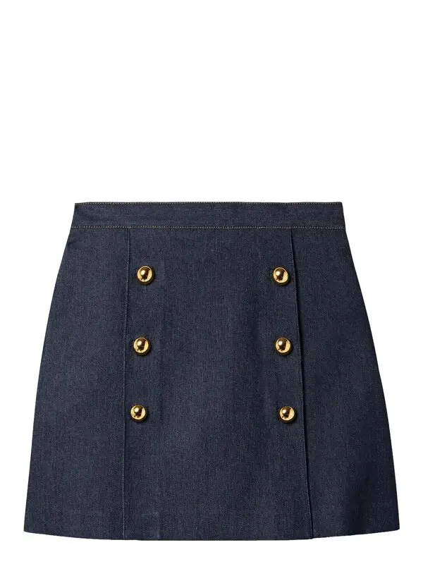 Adam Lippes Embellished Denim Mini Skirt - Blue