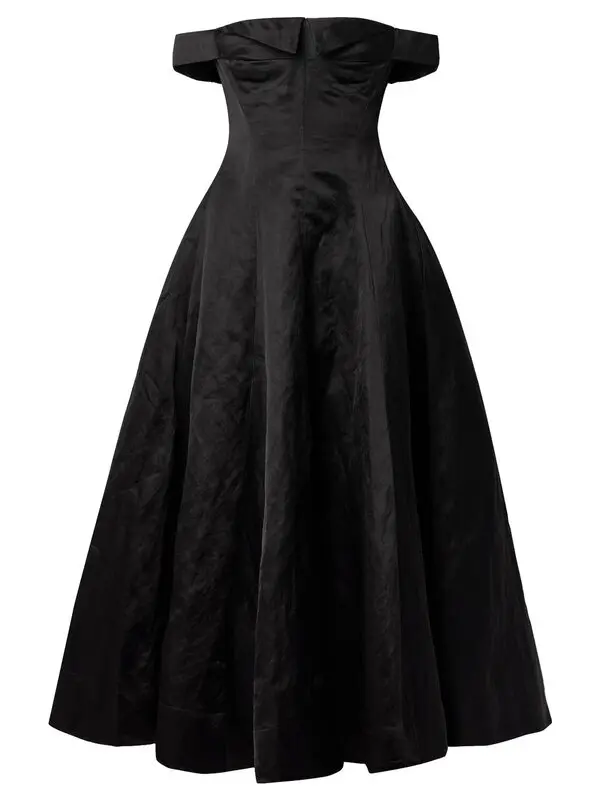 JASON WU Off-the-shoulder Crinkled-sateen Gown - Black