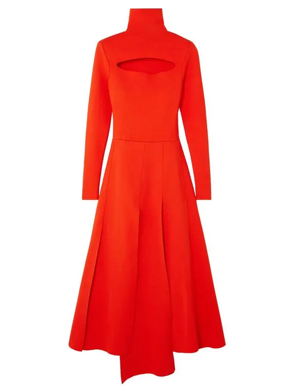 A.W.A.K.E. Mode Asymmetric Cutout Stretch-knit Midi Dress - Red