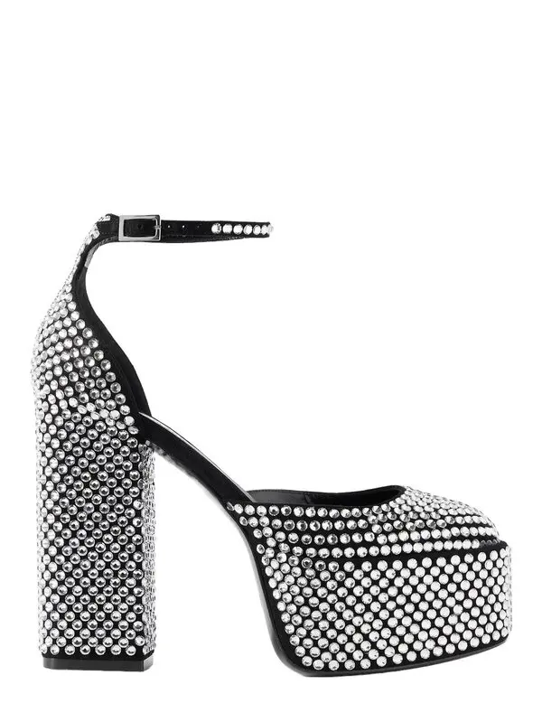 Paris Texas Dalilah Crystal-embellished Suede Platform Pumps - Silver