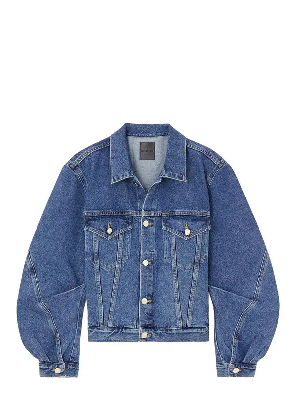 GOLDSIGN Paneled Denim Jacket With Twisted Sleeves - Blue