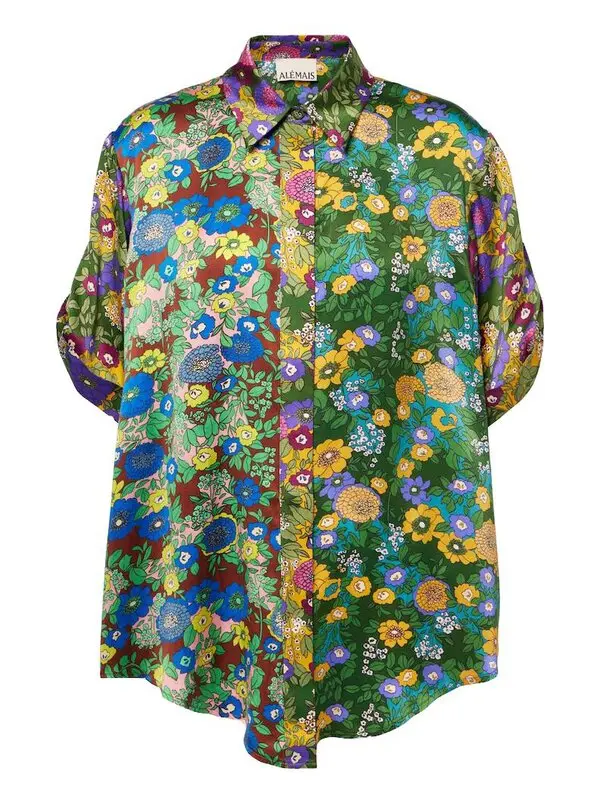 ALEMAIS Printed Silk Satin Shirt - Multicoloured