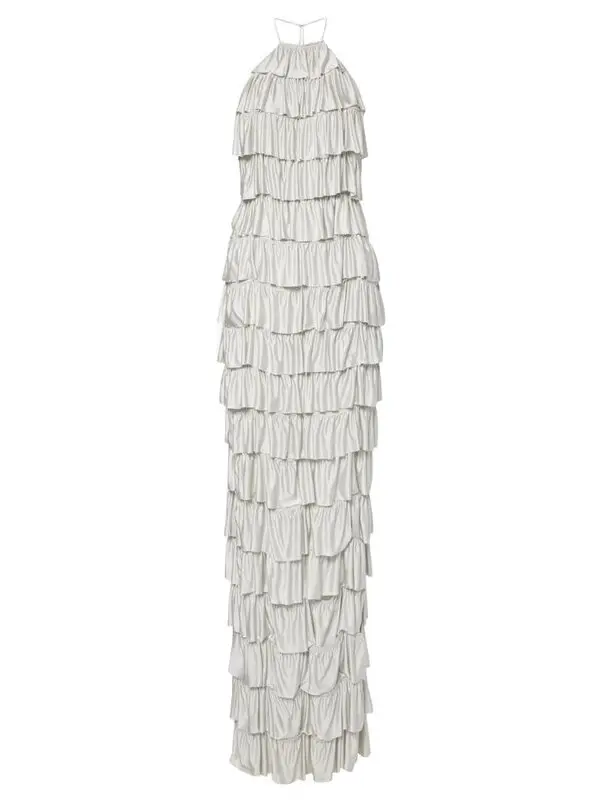 TOM FORD Ruffled Tiered Gown - Grey