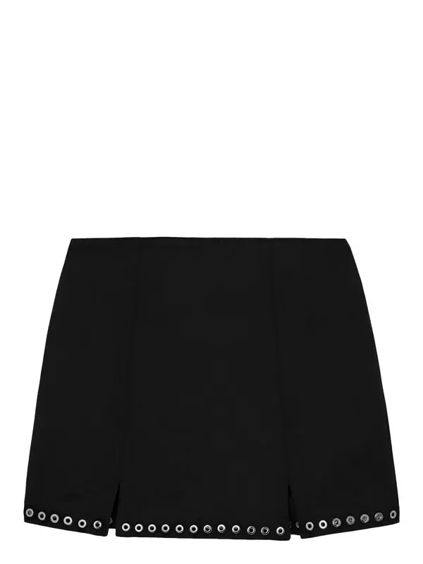 LUDOVIC DE SAINT SERNIN Lisette Paneled Eyelet-embellished Cotton-blend Twill Mini Skirt - Black