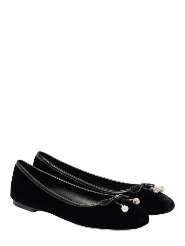 JIMMY CHOO Elme Velvet Ballet Flats - Black