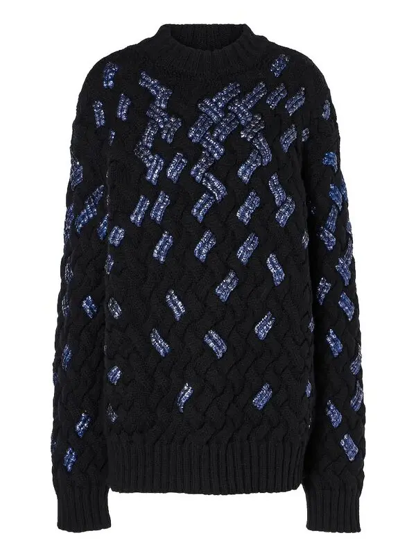Dries Van Noten Sequined Virgin Wool Sweater - Black