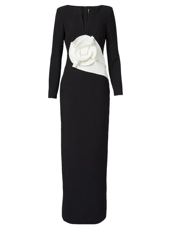 Roland Mouret Floral-applique Crepe Gown - Black
